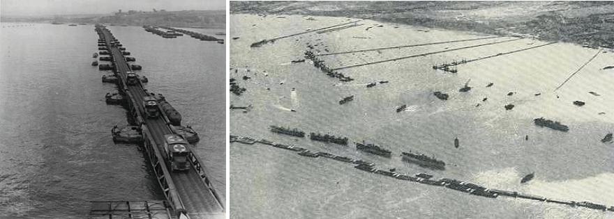 "Mulberry harbour" --- the portable harbors setup by the allies during ...