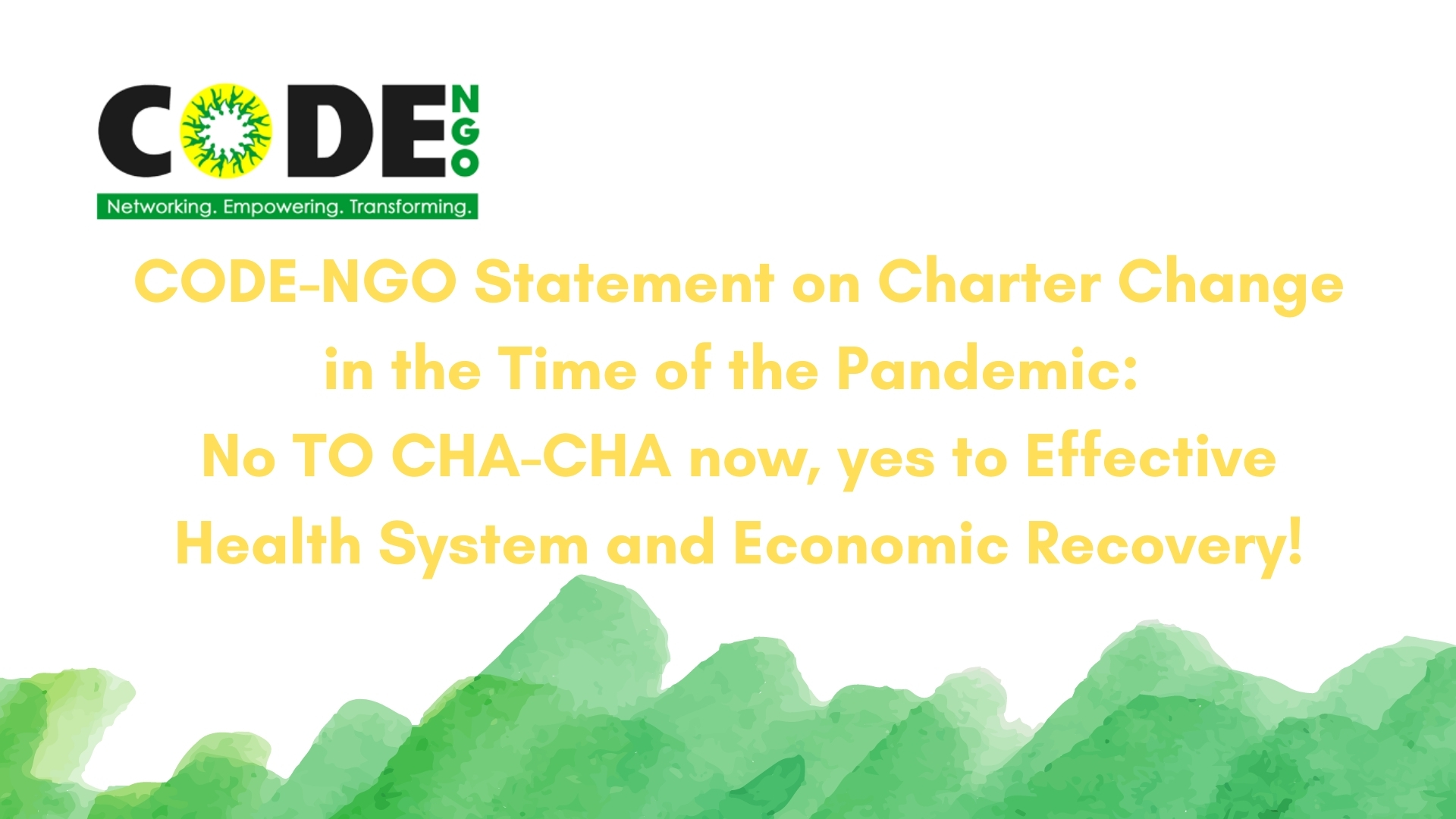 CODE-NGO Statement on Charter Change in the Time of the Pandemic: No TO ...