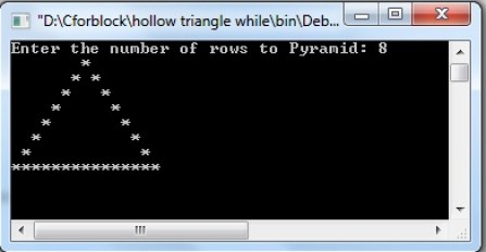 Hollow Pyramid Pattern in C using nested while - Codeforcoding