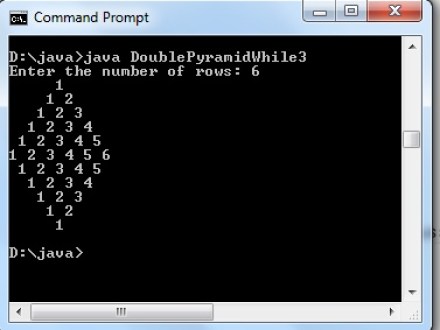 Program to display integrated pyramid number pattern in Java using ...