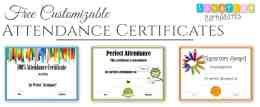 FREE Printable Perfect Attendance Certificate Templates Customizable