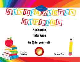 Free Custom Kindergarten Graduation Certificates