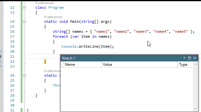 Watch window in visual studio shortcuts - pnaav