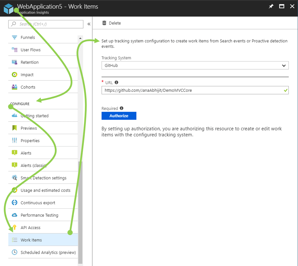 Create VSTS Work Items or GitHub Issues for Application Insights from ...