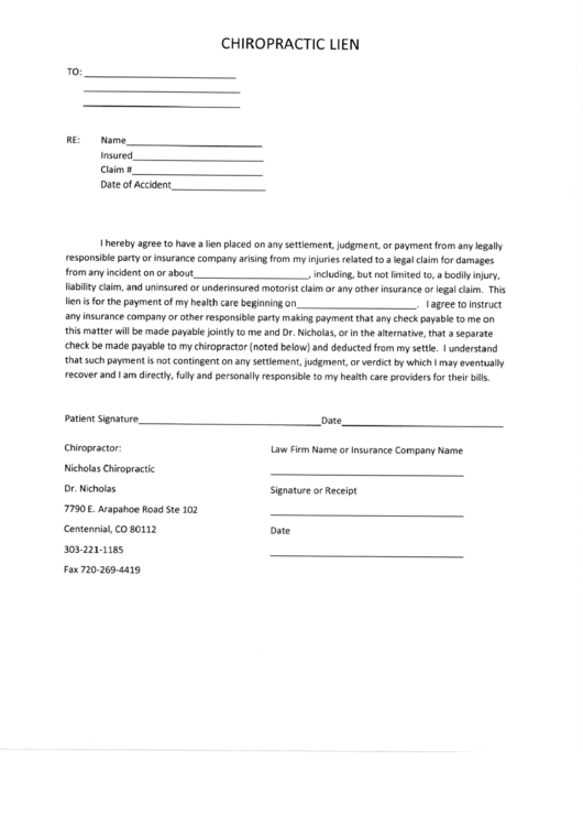 How To Write A Medical Lien Letter