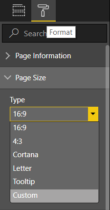 Power BI Page Size Selection - DataVeld