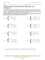 System Of Linear Equations Worksheets With Answers