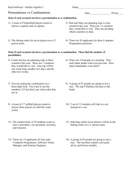 Permutation And Combinations Worksheet