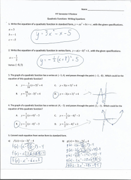 Quadratic Functions Worksheet With Answers