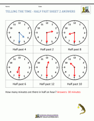 Telling Time By The Hour Worksheets