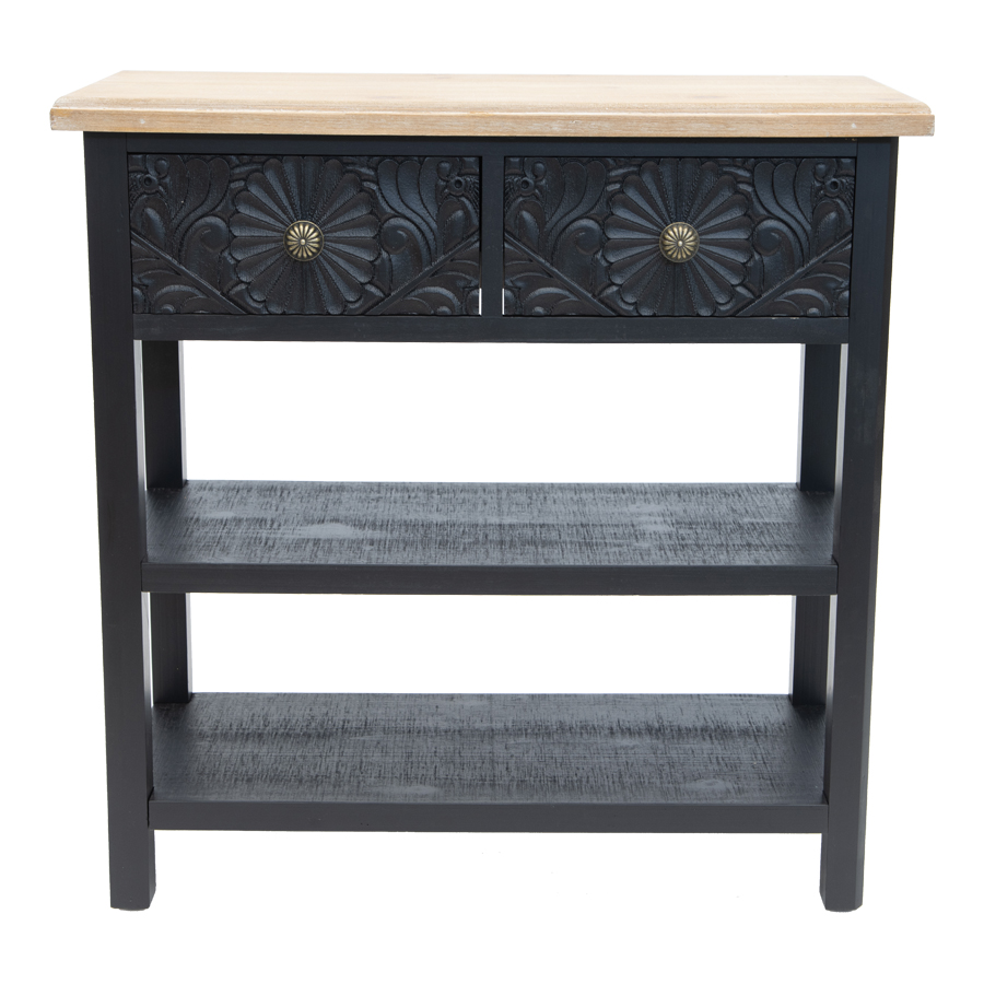 Ornate Two Drawer Console Table 80cm - Decor Guru