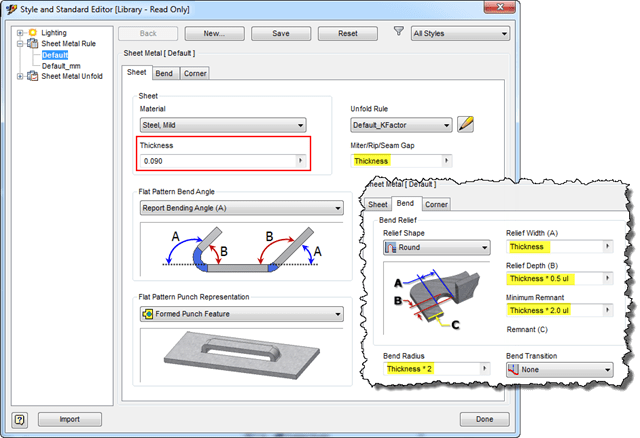 Autodesk Inventor 2013 Sheet Metal Parameters