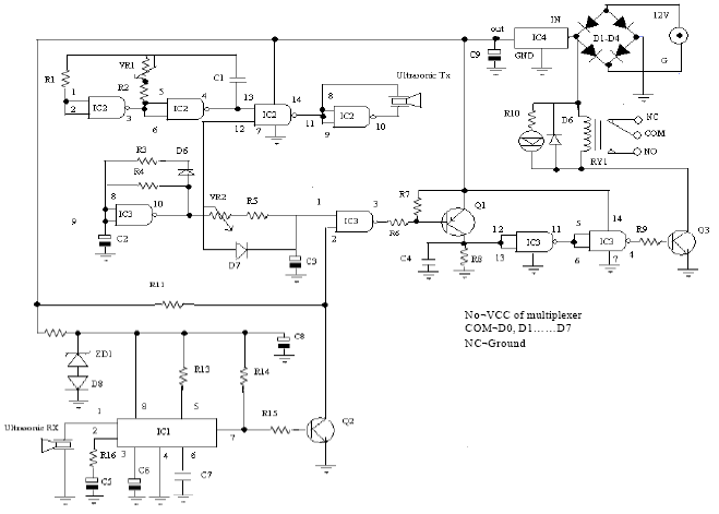 Ultrasonic Car Parking Sensor Circuit Diagram