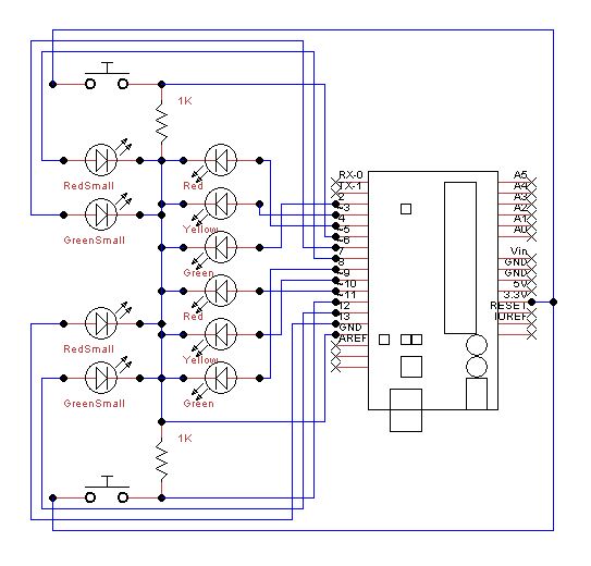 Traffic Light Circuit Diagram Using Arduino