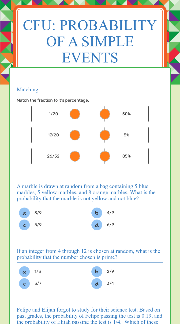 20 Probability Of Simple Events Worksheets Coo Worksheets