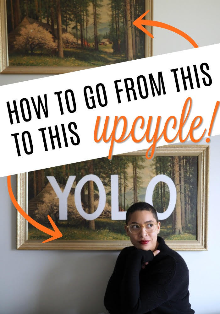 Upcycled Thrift Store Art - DIY Graphic Lettering on Upcycled Art