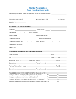 Free Rental Application Form - PDF | Word – eForms