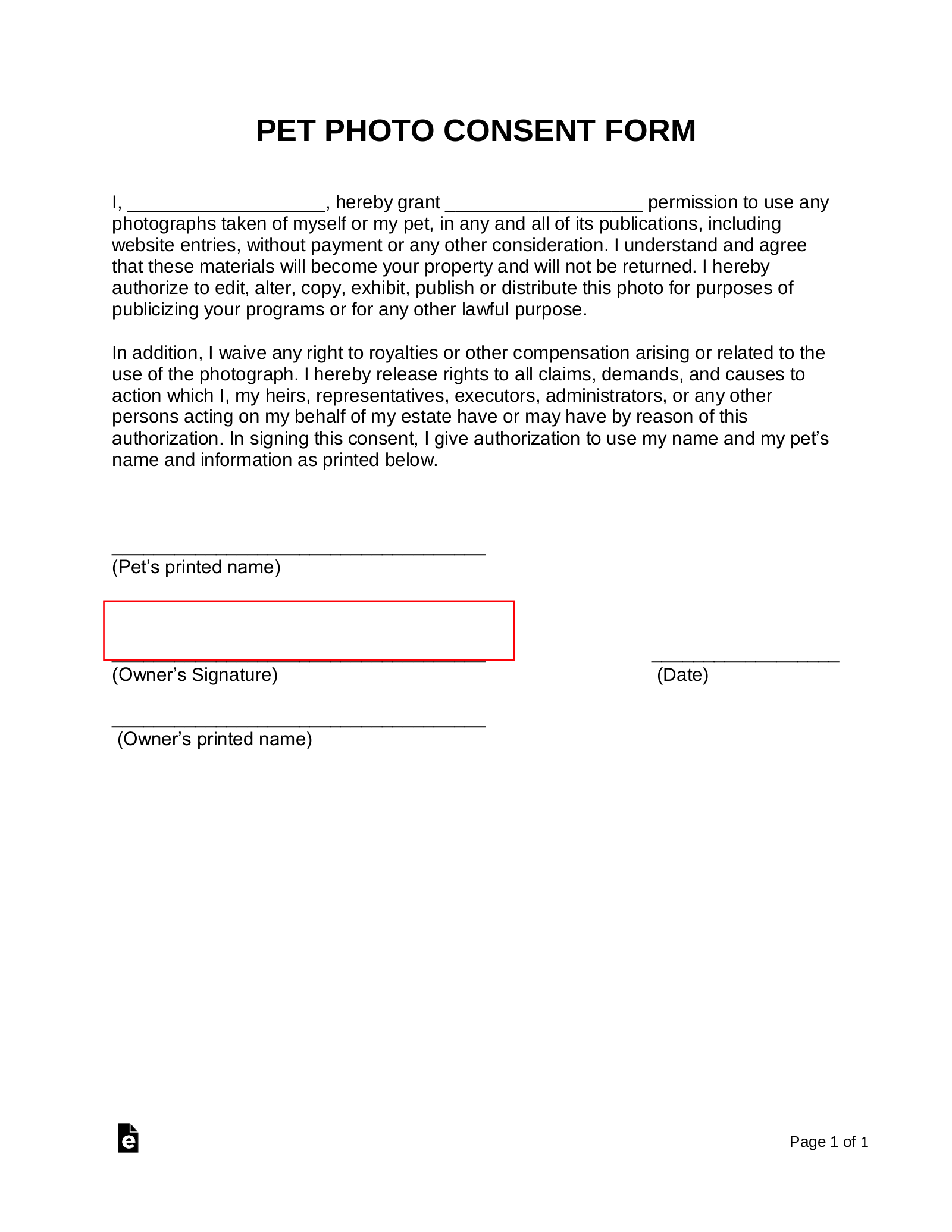 Free Pet Photo Release Form - PDF – eForms