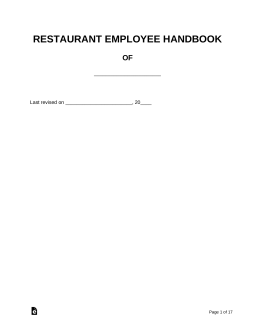 Free Restaurant Employee Handbook Template | Sample - PDF | Word – eForms