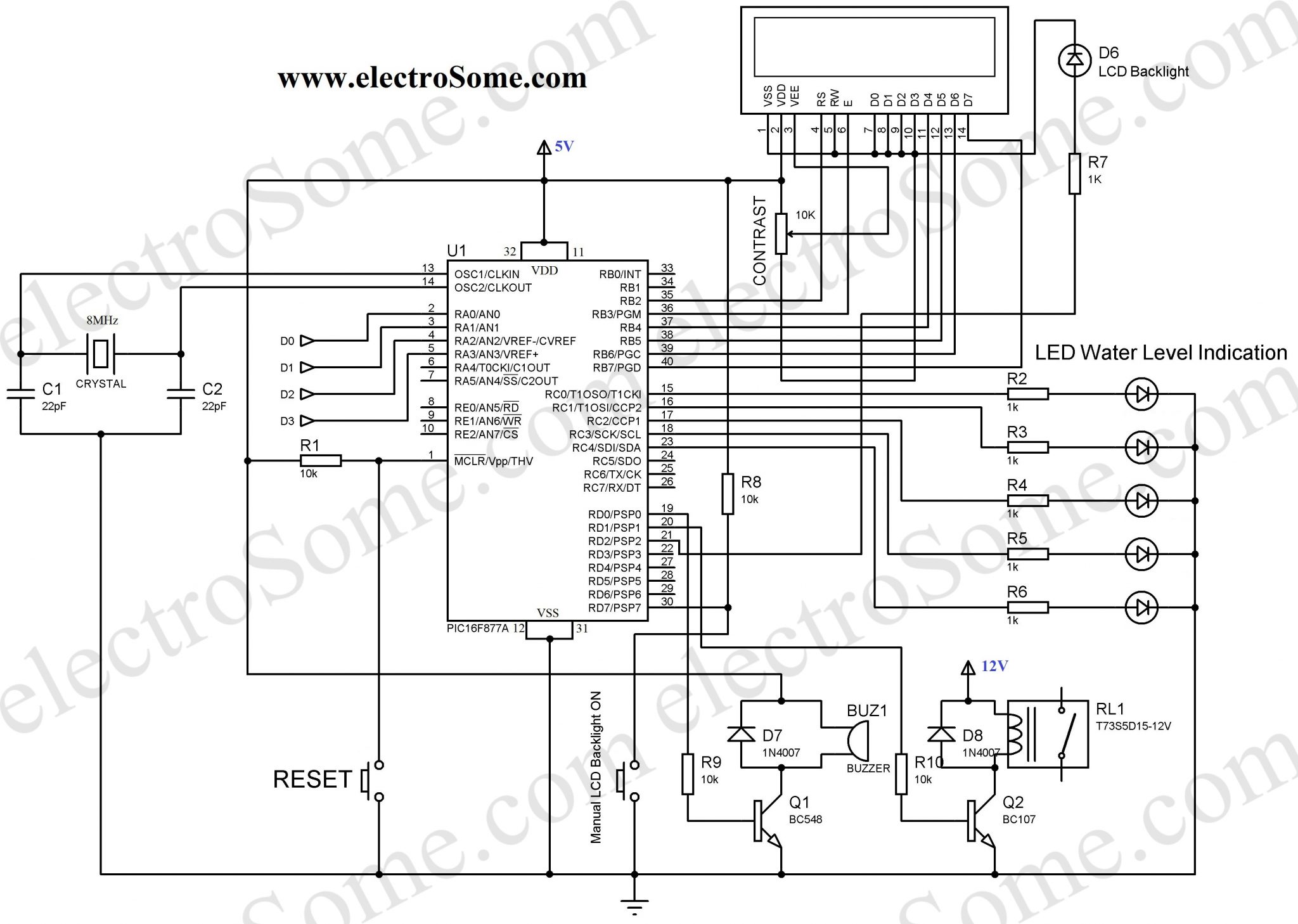 Automatic Water Level Controller With Error Indicator Alarm Circuit