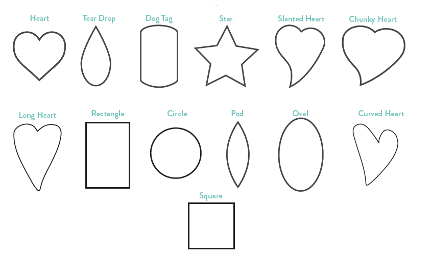 Charm shapes and sizes - Felix and Reuben