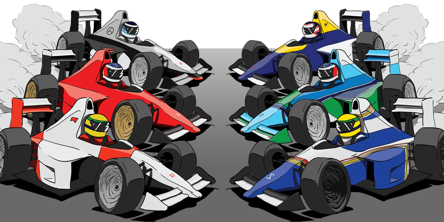 Design: 90's F1 Cartoon Cars - Purchaseable on RedBubble - FELIXDICIT