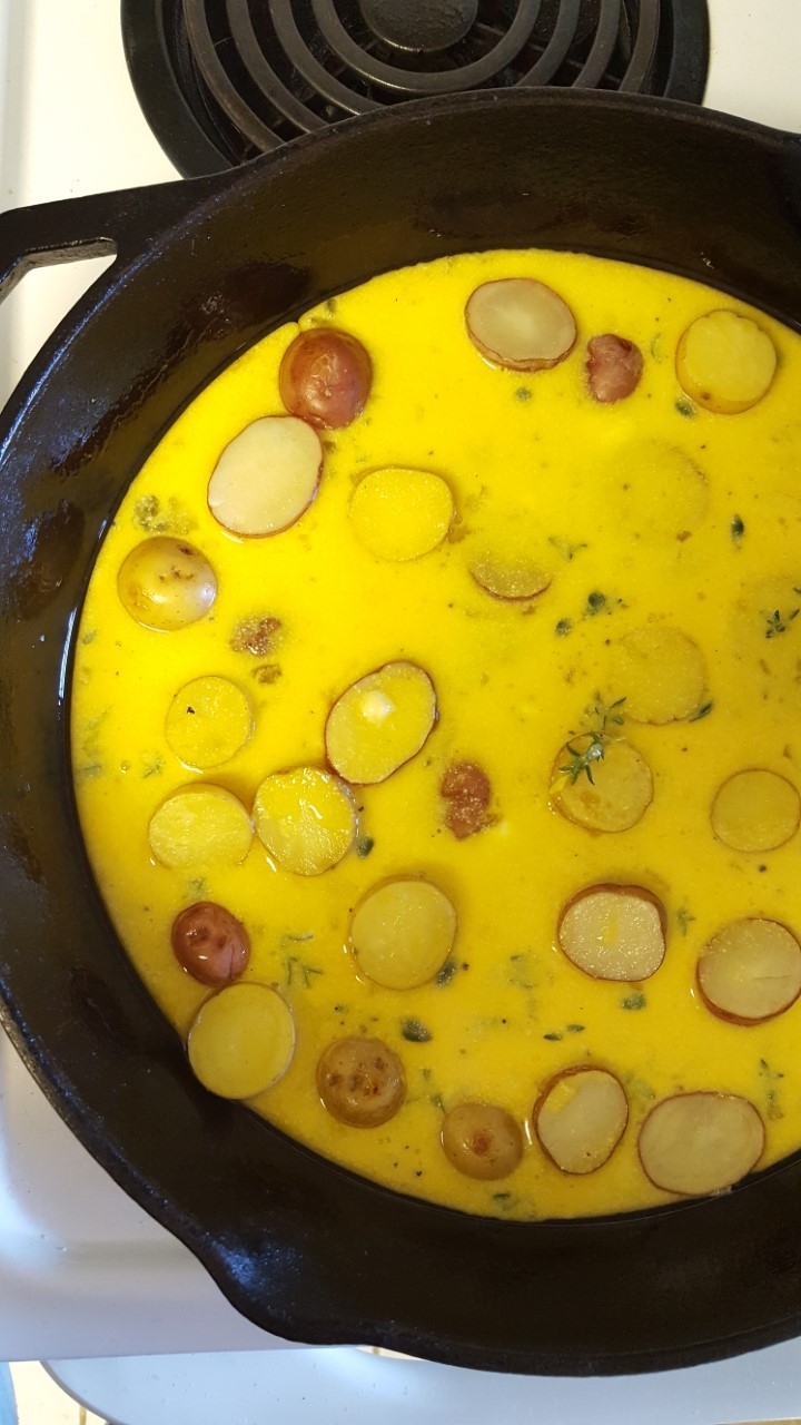 Pea Shoot Potato Ricotta Tortilla - Fix Me a Little Lunch