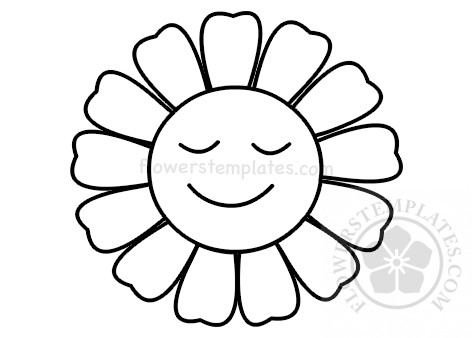 Smiling flower coloring page | Flowers Templates