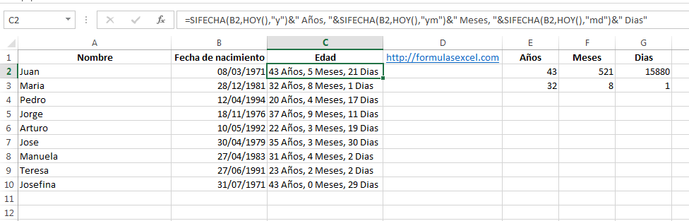 Curso de Excel parte 5 – Calcular edad con Formulas – Formulas Excel Curso de Excel parte 5 – Calcular edad con Formulas – Formulas Excel