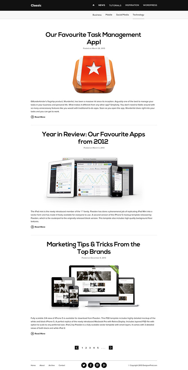 Clean & Minimal Blog Design - - Fribly