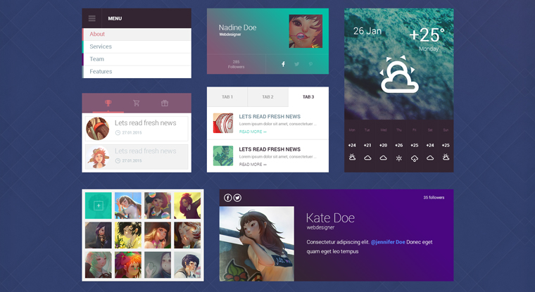 Flat Design UI Kit - - Fribly