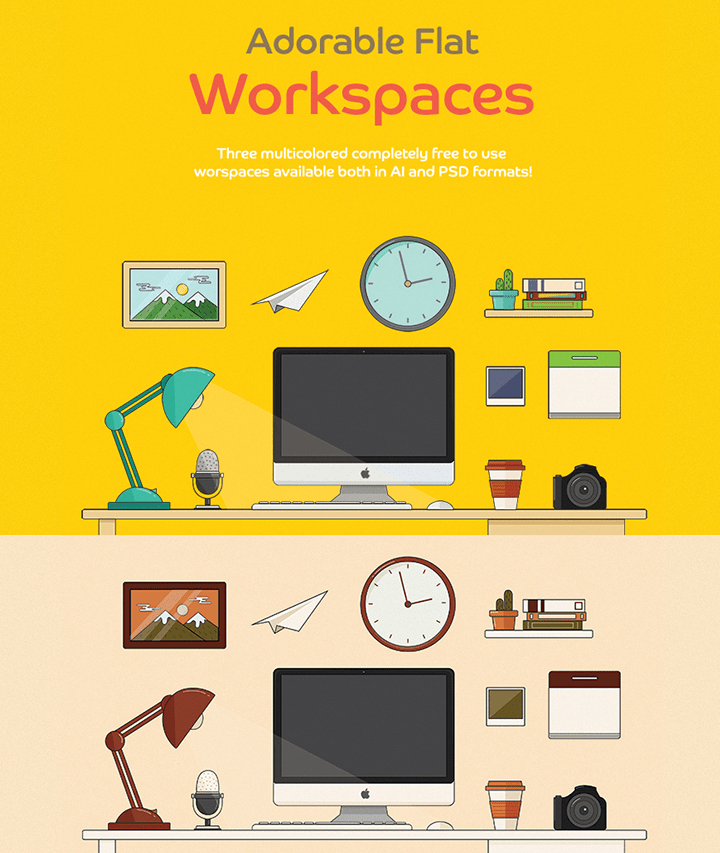 Free Adorable Flat Workspace - - Fribly