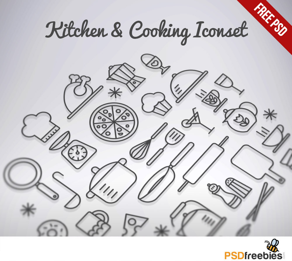 Kitchen & Cooking Outline Icon Set - Icons - Fribly