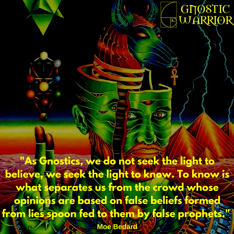 As Gnostics, we do not seek the light to believe, we seek the light to ...