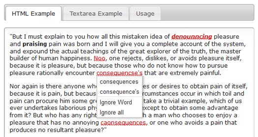JavaScript PHP Spell Checker: jQuery SpellChecker | Greepit