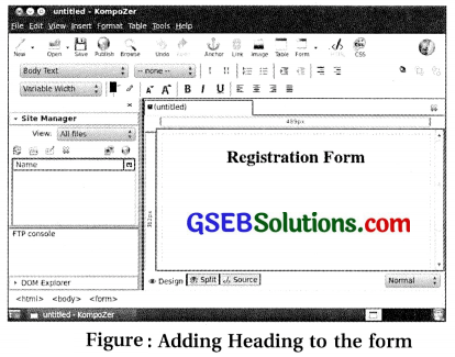 Computer Class 12 GSEB Solutions Chapter 1 Creating HTML Forms Using KompoZer – GSEB Solutions