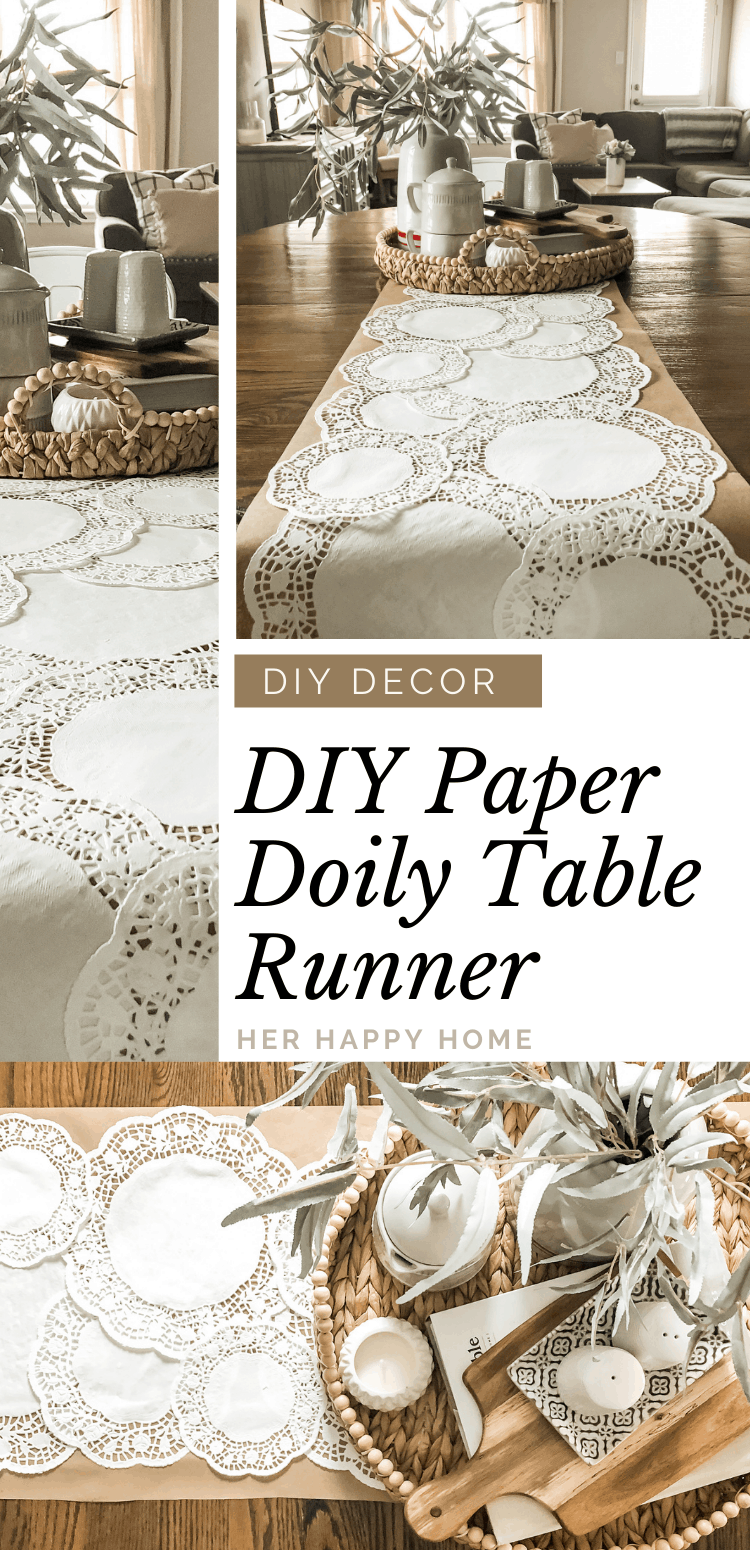 $2 Dollar Tree DIY: How to Make a Paper Doily Table Runner - Her Happy Home