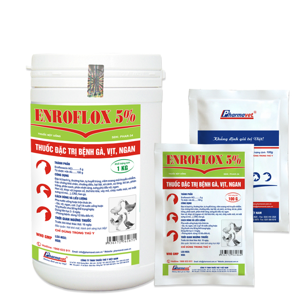 ENROFLOX 5% - Kháng Sinh Vịt Ngan - PHÂN PHỐI THUỐC THÚ Y HOÀN TỐ