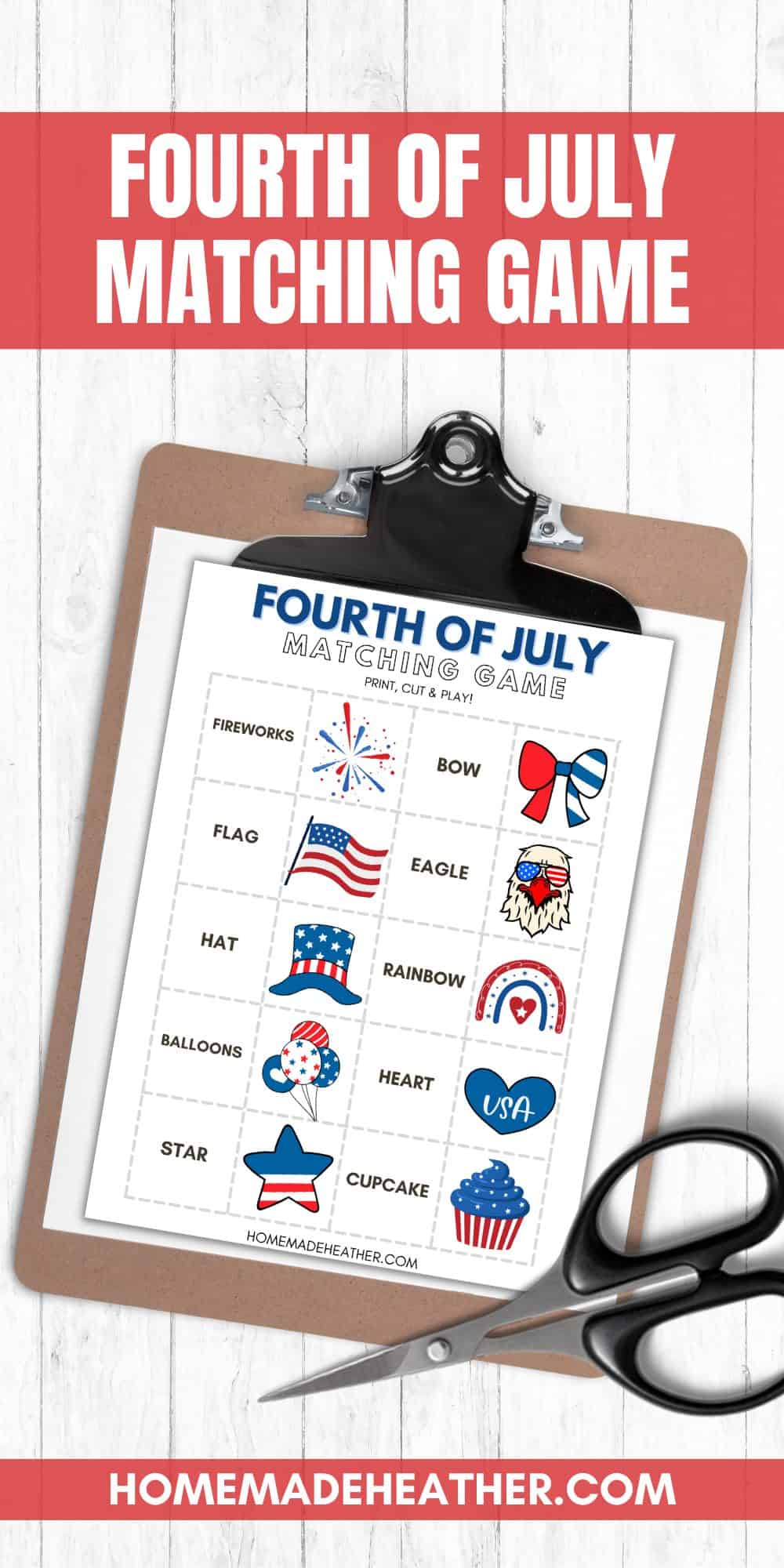 Fourth of July Matching Game Printable » Homemade Heather