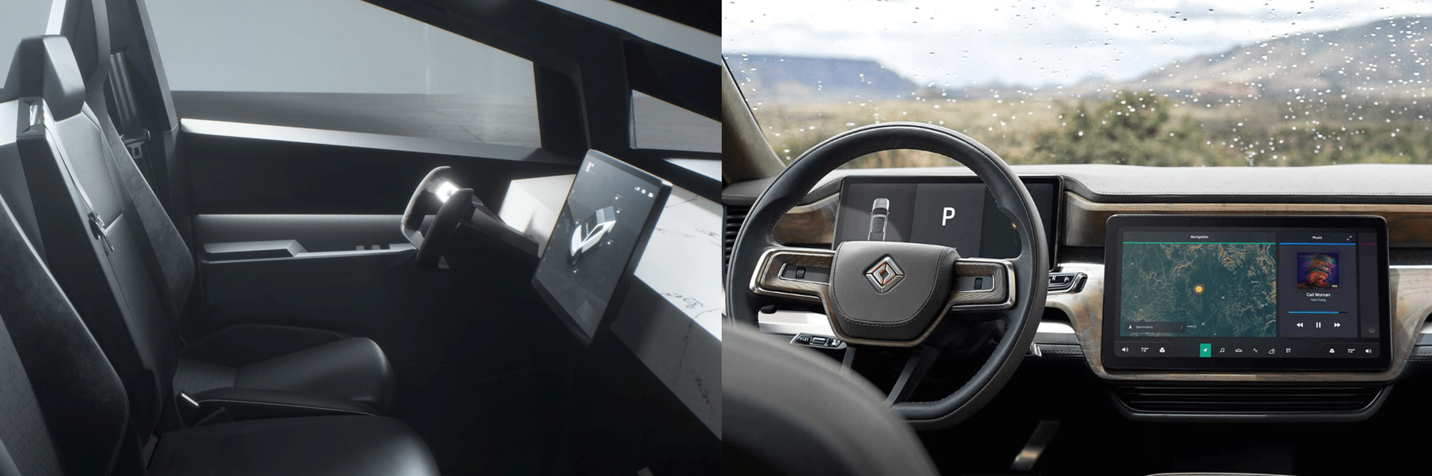 Cybertruck-R1T-interior | Hooked On Tech