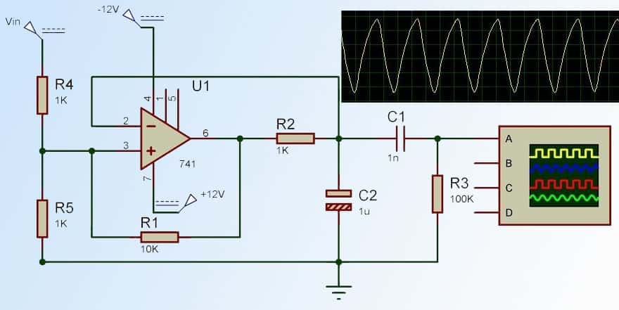 Sine Wave Generator Circuit Using Op Amp