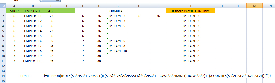 Index Match Formula Not Working