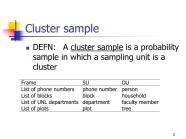 Cluster Sampling Definition Statistics DEFINITION HWK