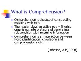 What Is The Definition Of Comprehension Information Online