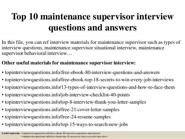 14 Interview Questions For Maintenance Supervisor Ideas 14-interview-questions-for-maintenance-supervisor-ideas