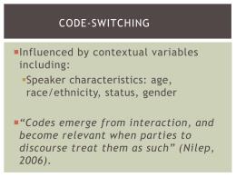Code Switching Definition Sociology DEFINITION KLW