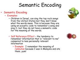 Semantic Encoding Psychology Definition DEFINITION GHW