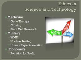 Ethical Debates In Science DETABE