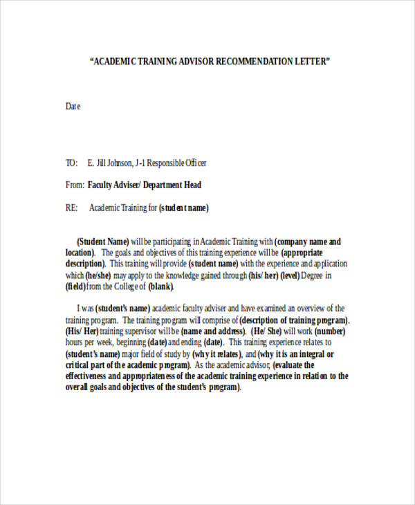 How To Write A Reference Letter For An Academic Advisor