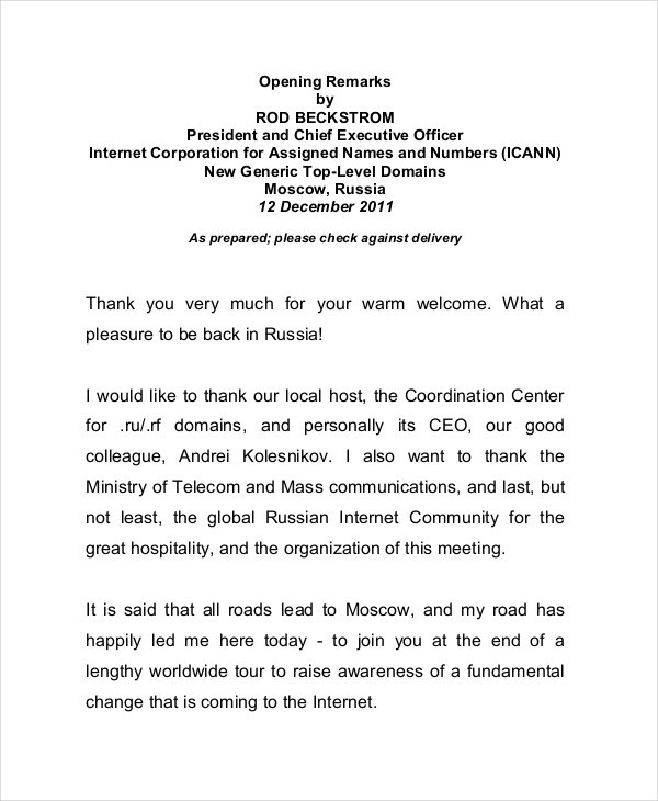 Made Opening Remarks Coverletterpedia made-opening-remarks-coverletterpedia